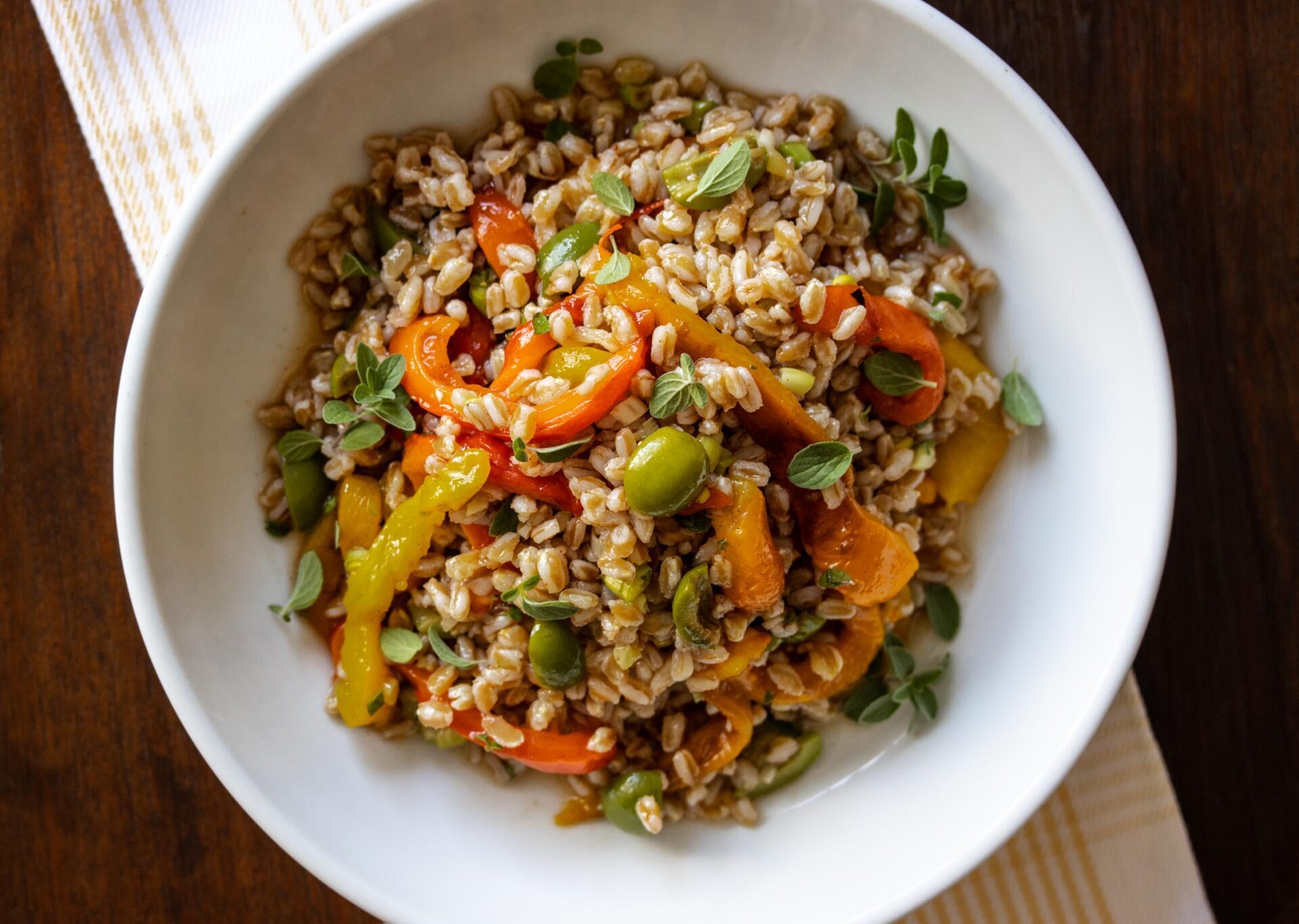 Roasted Bell Pepper with Italian Farro Salad | Giangi's Kitchen