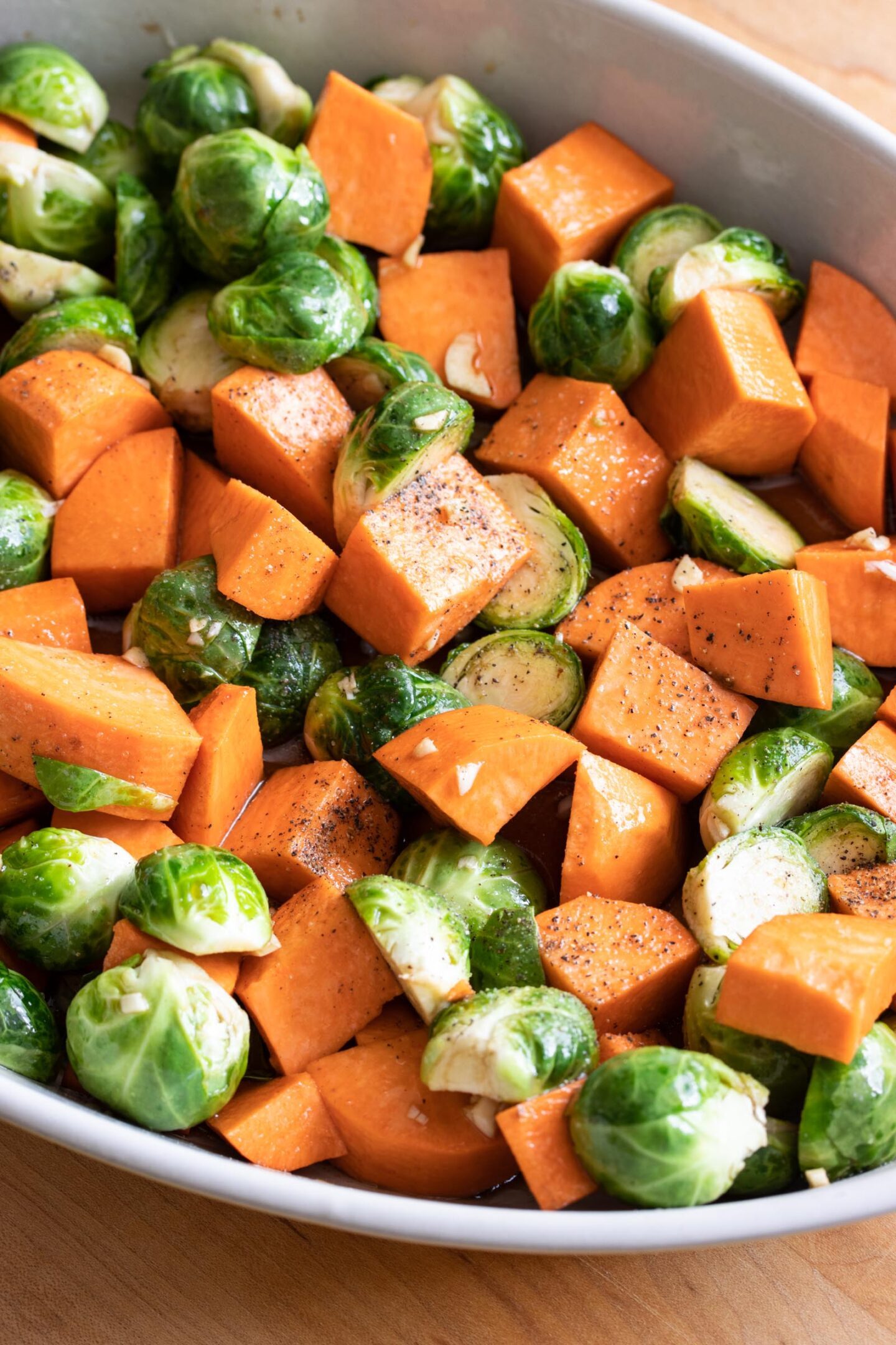 Roasted Sweet Potatoes, Brussels Sprouts and Cranberries | Giangi's Kitchen