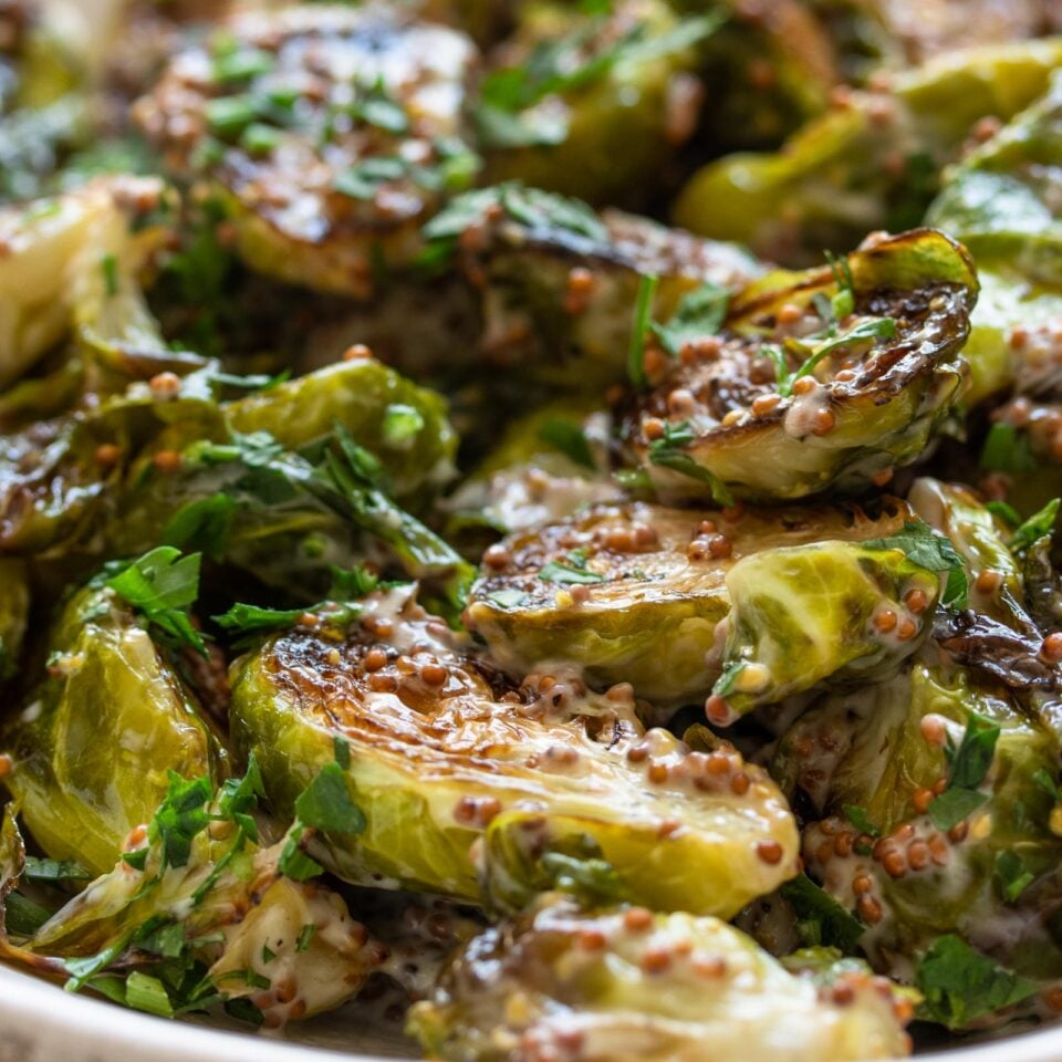 Roasted Brussels Sprouts with Mustard | Giangi's Kitchen