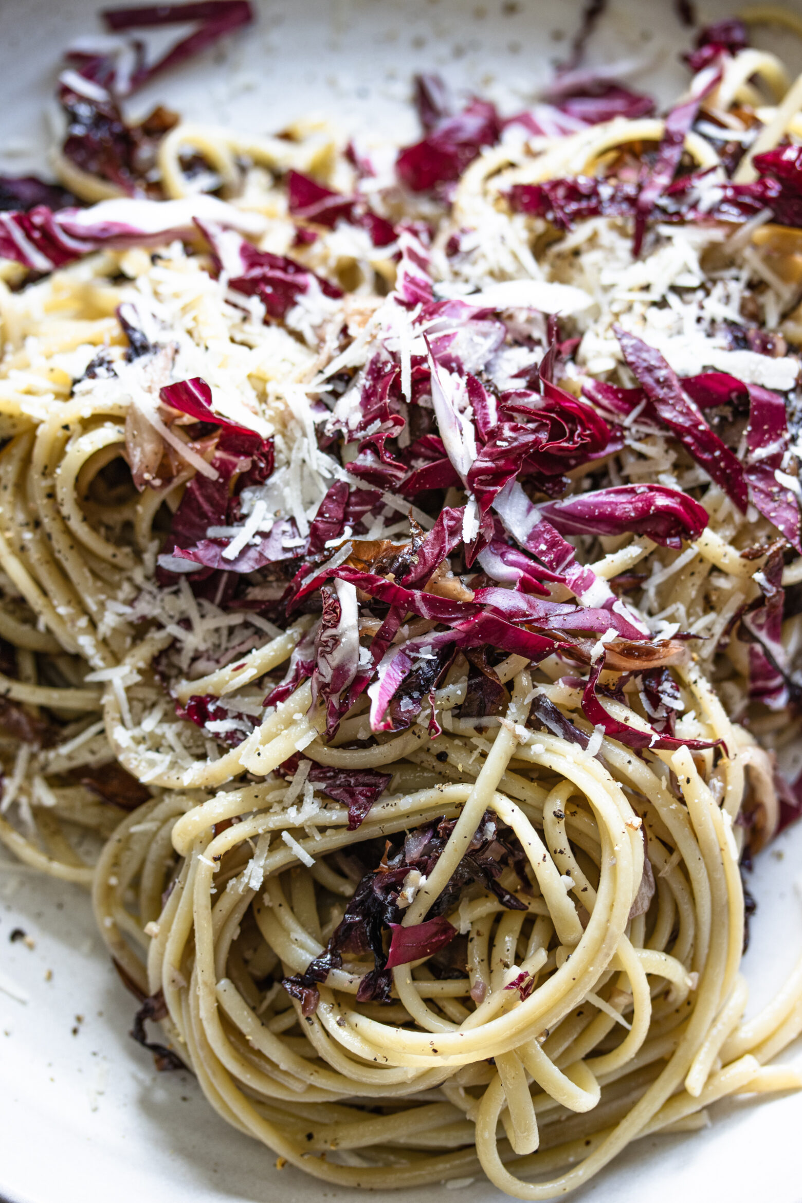 Linguine Pasta, Radicchio and Pecorino Romano | Giangi's Kitchen